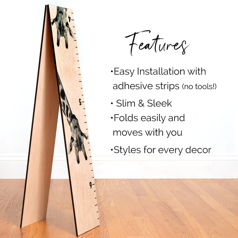 Tall Giraffe Wooden Growth Chart in Two Design Choices – Headwaters Studio