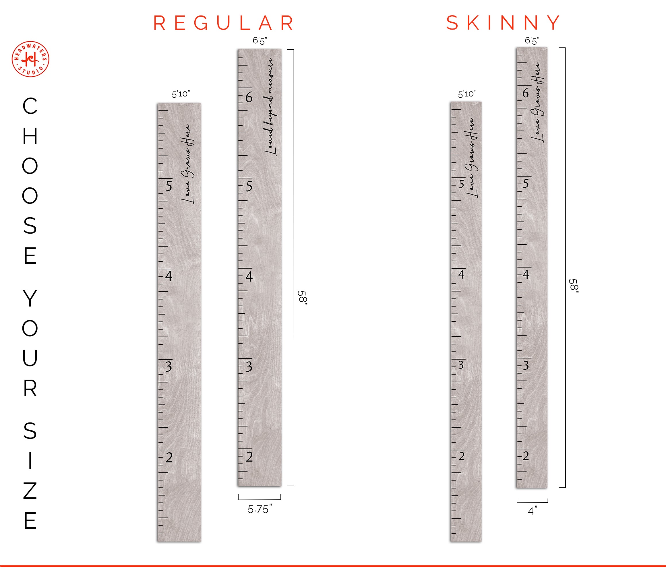 Wooden Ruler Growth Chart - Wood Height Chart for Kids - USA Made ...