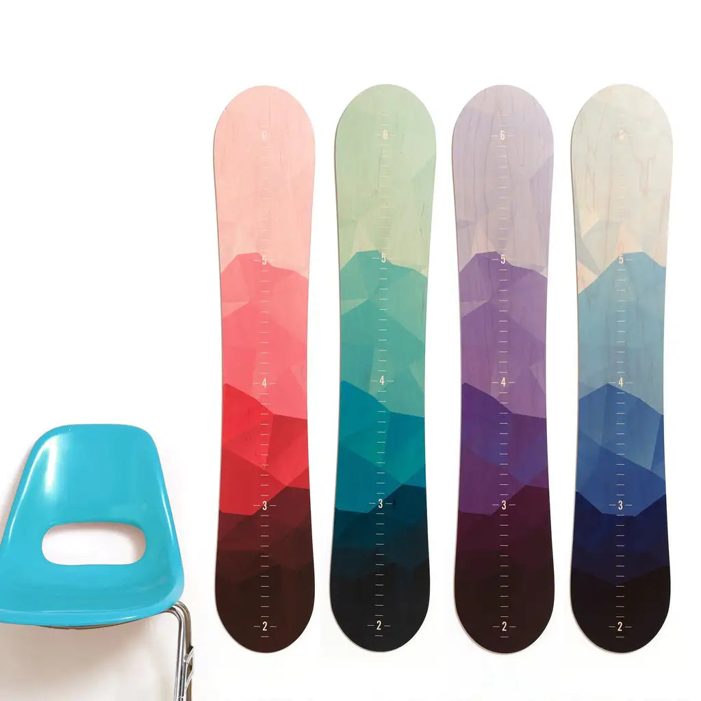 Geometric Mountain Snowboard Growth Chart - Headwaters Studio