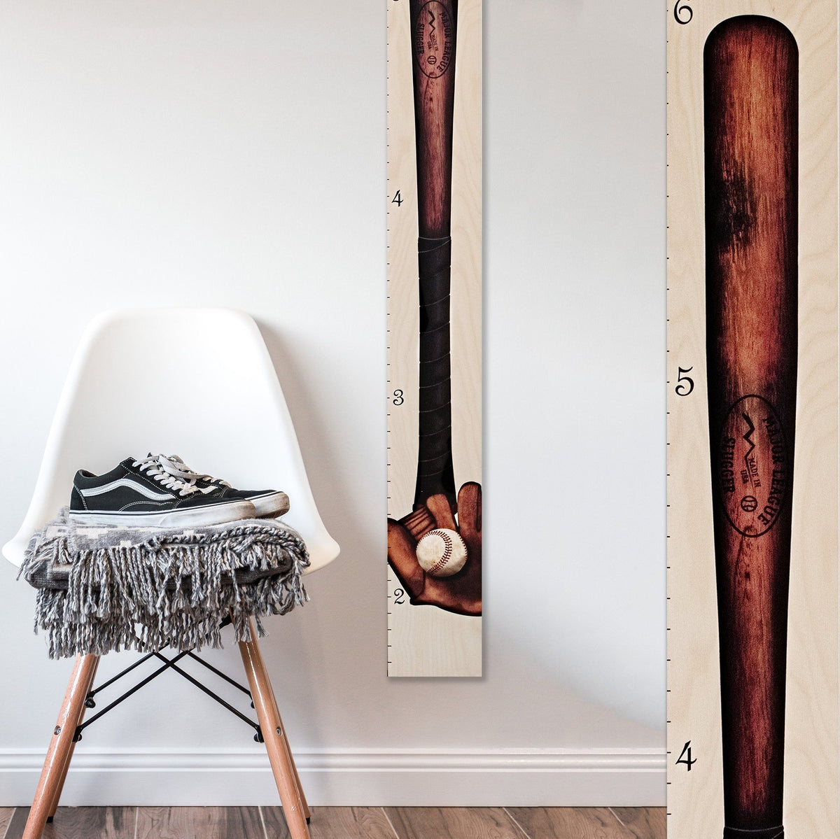 Baseball Bat Wooden Growth Chart for Boys by Headwaters Studio